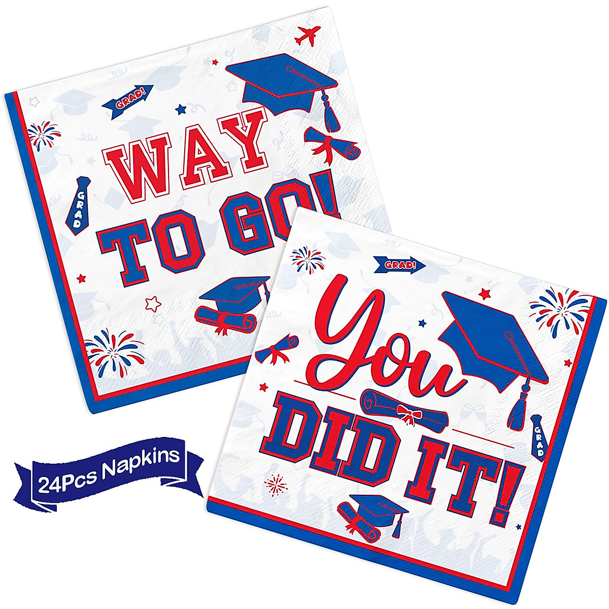 183Pcs Red and Blue Graduation Party Supplies 2024 Graduation Decorations Class of 2024 Graduation Plates and Napkins 2024 Red White and Blue 2024 Graduation Party Decorations Graduation Decorations