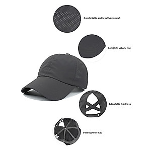 Nanwansu Womens Criss Cross Ponytail Baseball Cap Adjustable Messy Bun Mesh Quick Drying Hat White