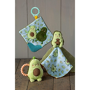 Mary Meyer Crinkle Teether Toy with Baby Paper and Squeaker, 6 x 6-Inches, Yummy Avocado (44141)