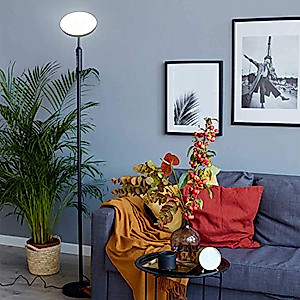 Kenley Daylight LED Floor Standing Lamp - Tall Modern Reading Task Uplight - 24W Adjustable Warm Cool Super Bright Natural Light Torchiere for Living Room, Dorm, Bedroom or Office - Dimmable - Black