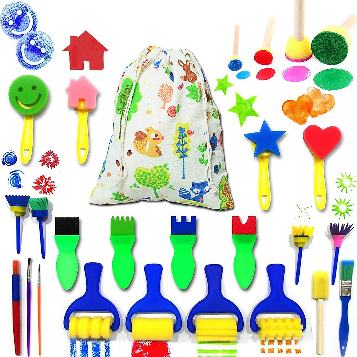 Art & Craft Painting Drawing Tools Mini Flower Sponge Brush Set Fun Kits Early DIY Learning