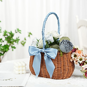 DINDOSAL Dusty Blue Ribbon for Christmas Tree Thick Double Face Satin Ribbon 2 Inch French Blue Silk Ribbon for Wedding Bridal Bouquet Crafts- 25Yards