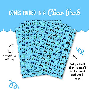 CENTRAL 23 Gamer Wrapping Paper - Boys Wrapping Paper - 6 Sheets of Gift Wrap - For Boy Men Boyfriend - Comes with Fun Stickers