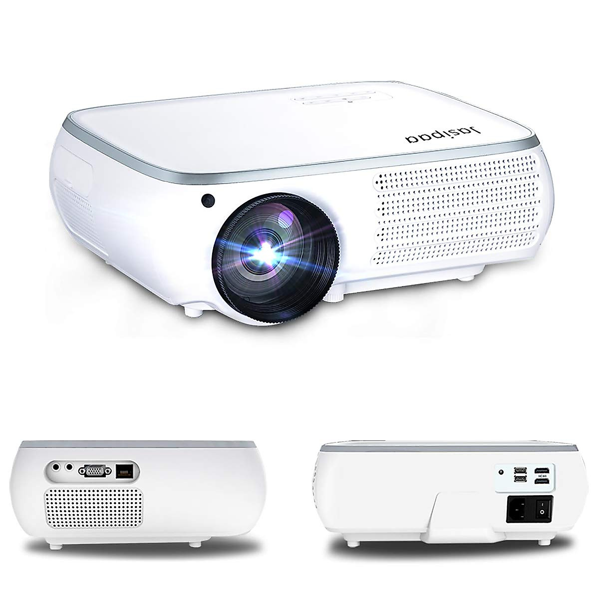 Jasipaa Native 1080P Home Theater Projector,Portable 7000 Lumens HD Outdoor Projector Compatible with Fire TV,PS4,Smart Phone,AV,HDMI,VGA