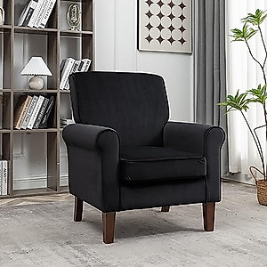 US Pride Furniture Traditional Arm Chairs for Living Room, Bedroom, and Office, Accent Armchair Featuring Birch Wood Frame and Elegant Curved Armrests, Black
