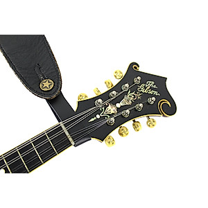 Walker & Williams AT-1 Black Leather Acoustic Guitar Strap Button Headstock Adaptor For Acoustic, Electric, And Bass Guitars