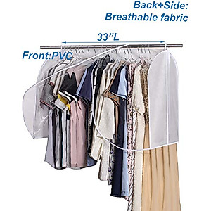 SLEEPING LAMB Extra Large Hanging Garment Rack Cover Storage with Clear PVC Window Dust Shoulder Cover Clothes Dress Suits Coat Protectors for Closet, 2 Packs, White