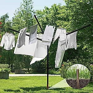 MYOYAY Rotary Outdoor Umbrella Drying Rack Umbrella Rotary Dryer Clothes Line Protective Cover 4 Arms with 165ft Clothesline Outdoor