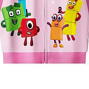 Difforever Girls Numbers Cartoons Zip-up Hoodie Kids Boys Cartoon Sweatshirt Long Sleeve Jacket Coat Daily Causal Wear for 4-8 Years