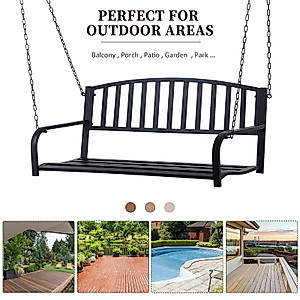 Patio Porch Hanging Swing Chair Garden Deck Yard Bench Seat Outdoor Furniture,550 lb Weight Capacity, Black
