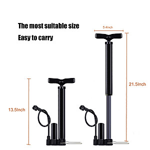 VIMILOLO Bike Pump, Air Bicycle Pump Inflator with Pressure Gauge for Presta and Schrader Valve Tire Ball Bike Portable Pumps 160PSI & 11BAR