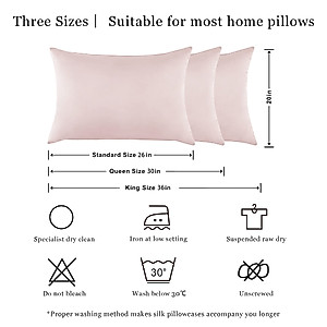 Sutuo Home Silk Pillowcase 2 Pack 100% Mulberry Silk Pillow Cases for Hair and Skin Grade 6A Both Sides 19 Momme Natural Real Silk Zipper Gift Pillow Cover for Girl's Sleep Standard 20"x26" Pale Pink