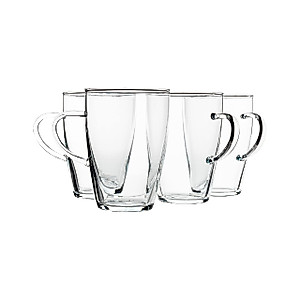 Simax Glass Coffee Mugs, 13.5 Oz Borosilicate Glass Mugs for Hot Beverages, Clear Tea Mug, Mugs for Coffee, Glass Mugs with Handles, Coffee Mug, Clear Coffee Mugs Set of 4