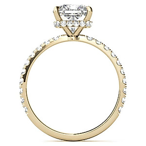 Moissanite Solitaire Wedding Ring Set 2 CT Cushion Cut Bridal Engagement Ring Set for Women, Handmade Anniversary Propose Gifts Her, VVS1 Colorless, 10K 14K 18K Solid Gold, 925 Silver (925 Silver (Yellow Gold Plated))