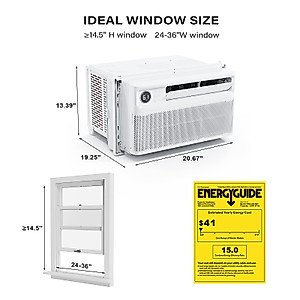 ROVSUN 8000 BTU Inverter Window Air Conditioner with WiFi, Energy-Star Window AC Unit with Remote & App Control, Ultra Quiet Design & Easy Install Kit, Work with Alexa/Google Assistant, 115V/60Hz