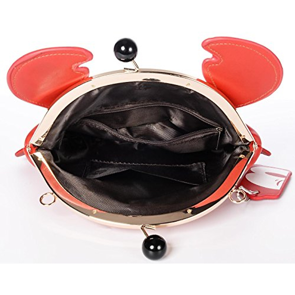 QZUnique Crab Shape Handbag Novelty Crossbody Bag Animal Shaped Purse Detachable Shoulder Bag Women's Satchel Red