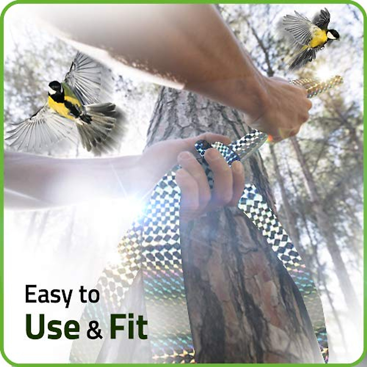 De-Bird: Scare Tape - Reflective Tape Outdoor to Keep Away Woodpecker, Pigeon, Grackles, and More. Stops Damage, Roosting, and Mess (350ft Roll)