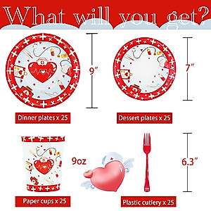Decodinli 100 PCS Nurse Graduation Party Supplies, Nurse themed Disposable Plates，Cups, Napkins and Forks for Nurse Day, Doctors Day and Medical School Graduation, Serves 25