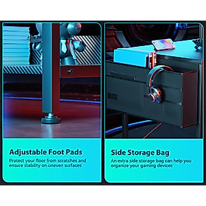 ODK 40 Inch Small L Shaped Gaming Computer Desk with Power Outlets, Corner Desk with Reversible Storage Shelves & PC Stand for Small Space, Modern Simple Home Office Table, Carbon Fiber Surface, Black