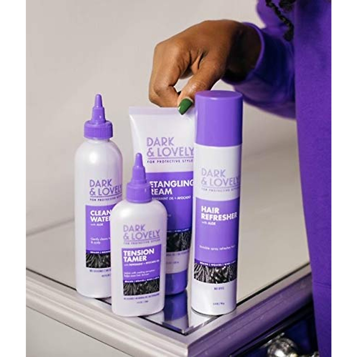 SOFT SHEEN/CARSON INC Dark and Lovely for Protective Style Cleansing Water and Cream Detangler Kit Shampoo with Aloe and Conditioner with Avocado and Peppermint 2 Count