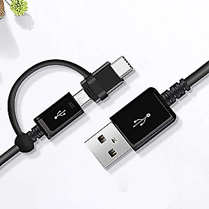 Dual MicroUSB + USB-C Switch Cable Compatible with Samsung Godiva Provides All Around True USB Fast Quick Charging Speeds! (Black)