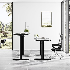 FurniStory Electric Standing Desk with Whole Board, 40 x 24 Inches Height Adjustable Sit Stand Up Desk, Home Office Desk with 3 Memory Controller (White, 40 Inches)