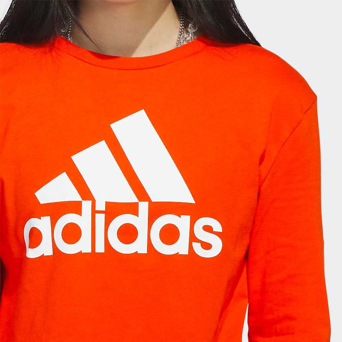 adidas Amplifier Long Sleeve Badge of Sport Tee Women's, Orange, Size M