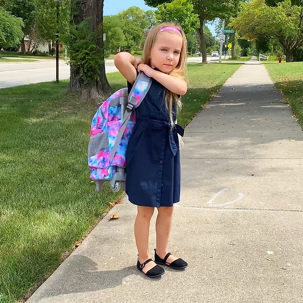 seastig Rolling Backpack for Kids Wheeled Backpack 18in Double Handle Backpack with Wheels