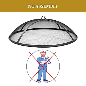 36Inch Round Fire Pit Spark Screen Cover,Outdoor Patio Mesh FirePit Screens,Heavy Duty Steel Domed Fire Pit Ember Guard with Handle