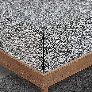 LANE LINEN 100% Organic Cotton Full Sheets Set 4-Piece Pure Percale Long Staple Bedding Breathable Fits Mattress Upto 15" Deep - Cheetah