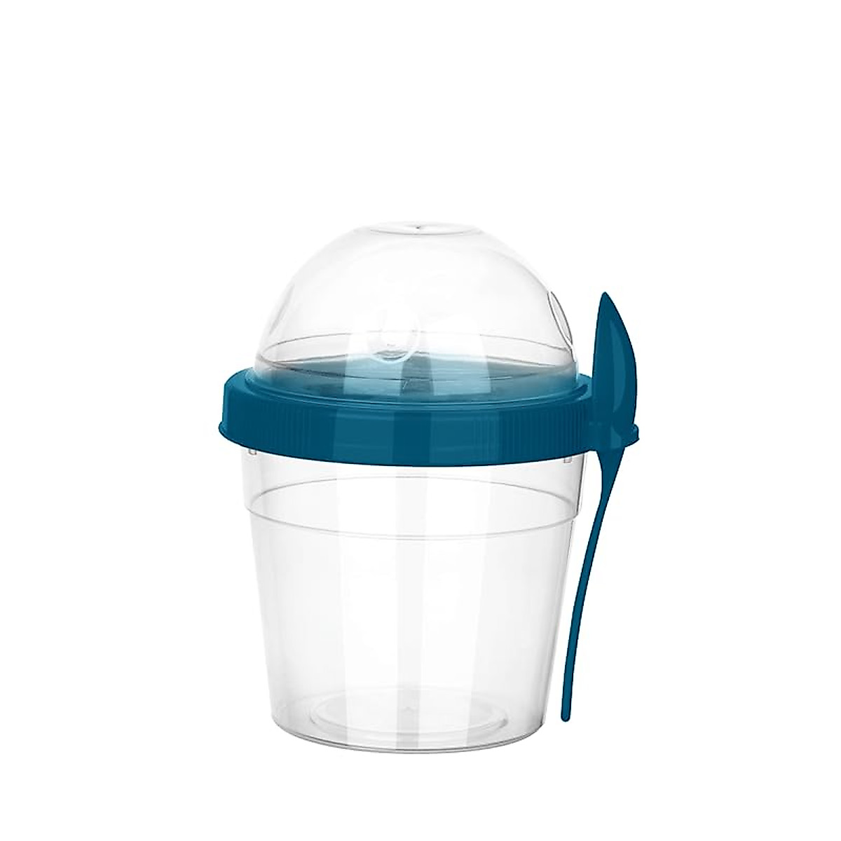 EYNEL 4 Pack 17 oz Small Breakfast On The Go Yogurt Parfait Cups, Reusable Plastic Containers with Lids and Spoons, Perfect Jars for Overnight Oats Cereal Granola Oatmeal (4 Colors Set)