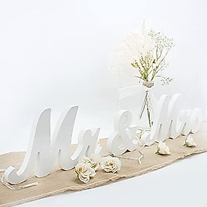Mr & Mrs Sign for Wedding Table, Large Mr and Miss Wooden Letters, Party Decoration Head Table Wedding Wood Letter, Just Married Sign Anniversary Party Valentine's Day Decor (white)
