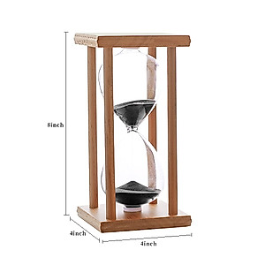 Hourglass Timer with Black Sand, 60 Minute Wooden Sand Timer, Creative Handcraft Decoration