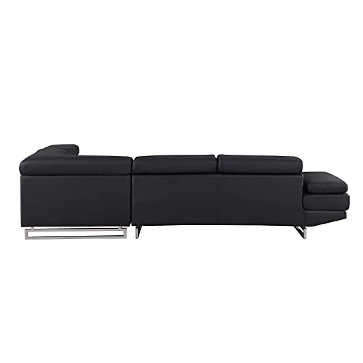 Blackjack Furniture Union Modern Leather Air Tufted Living Room Right Facing Sectional, Black