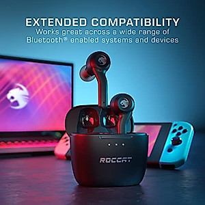 ROCCAT Syn Buds Air True Wireless Earbuds for Mobile Gaming with Dual-Microphones, for Nintendo Switch, Windows, 7, 8.1, 10, 11, Mac, iPad, and iPhone – Black