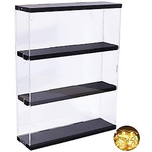 DuvinDD Acrylic Display Case Wall Mounted Funko POP Shelves, Clear Collectibles Showcase Display Cabinet with Sliding Door for Lego Figure Dustproof Storage Box Black(11.8x3.3x14.8inch)