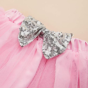 Baby Girl My 1st Birthday Outfit Long Sleeve Letter Print Romper + Tutu Skirt Leg Warmers with Headband 4pcs Clothes Set (Pink A, 12-18 Months)