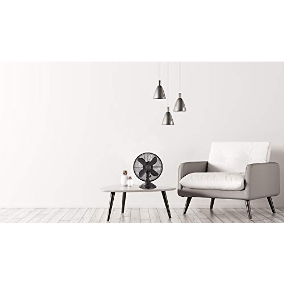 HUNTER Metal Retro Table Fan-Powerful 3 Speeds and Smooth Oscillation, 12", Oil-Rubbed Bronze