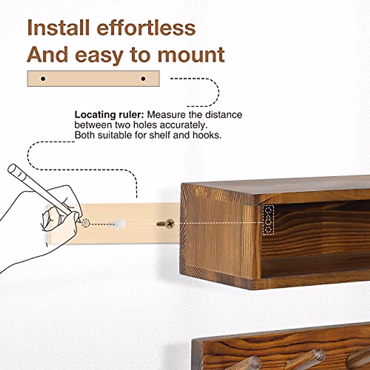 FifthQuarter Coat Hooks Wall Mounted: Easy Installation Rustic Coat Rack with Extra Storage Shelf and Sturdy Wooden Hook for Hanging Decor in Bathroom| Entryway| Bedroom | Hallway