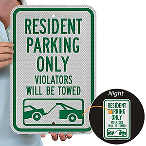 SmartSign "Resident Parking Only, Violators Towed" Sign | 12" x 18" 3M Diamond Grade Reflective Aluminum