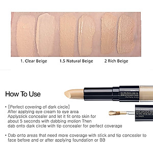 THESAEM Cover Perfection Ideal Concealer Duo (#1.5Natural Beige) | Dual Type Full Coverage Concealer, High Adherence High Pigmented, No Clumping in Wrinkles, Crease-Proof Concealer