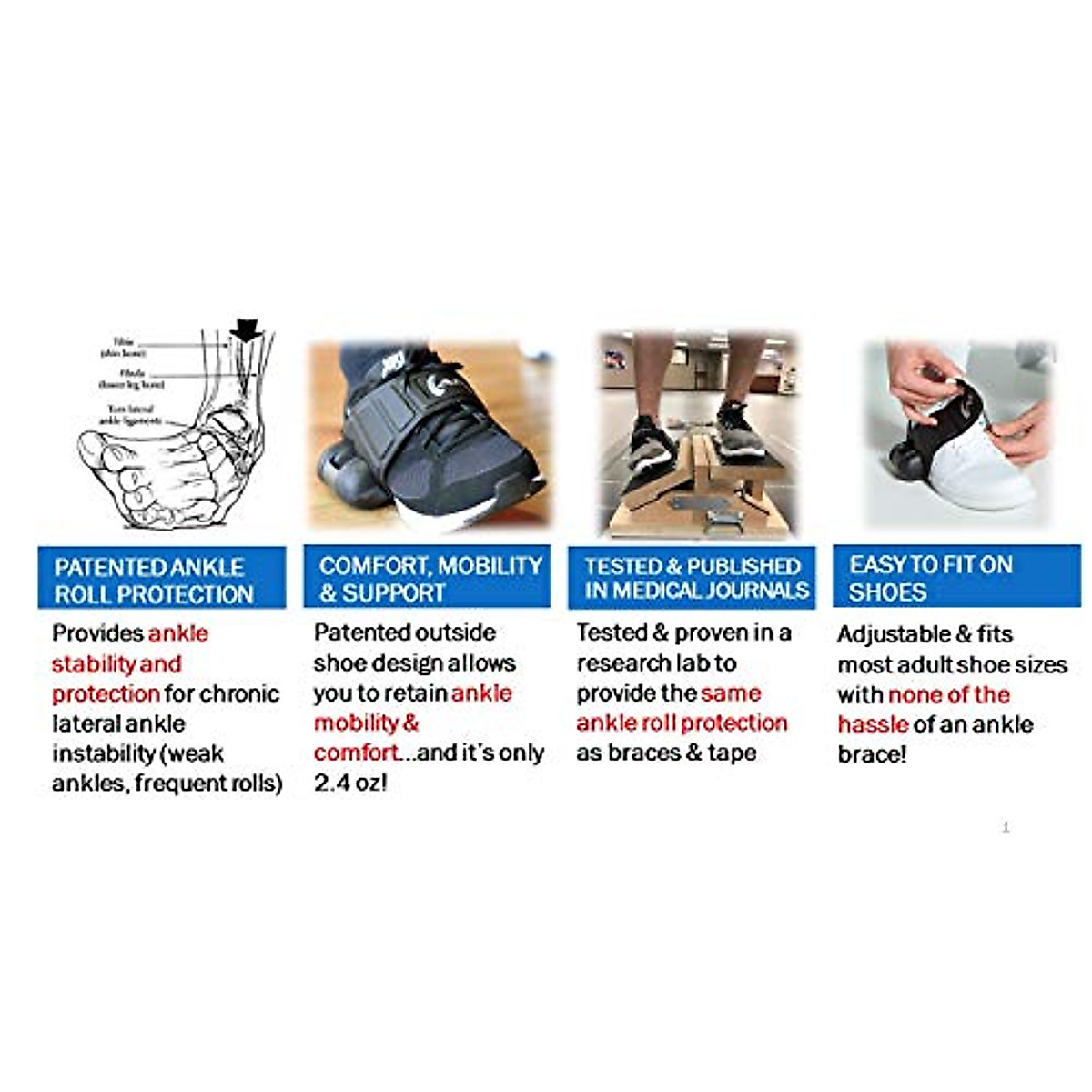 Ankle Roll Guard Armor1 (Left Foot) Ankle Support; Patented and Tested Alternative to an Ankle Brace for Ankle Roll Prevention, Ankle Support, Sprain Support; Good for Walking, Sports, Stroke