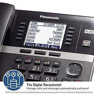 Panasonic Office Phone, Corded Extension Desk Phone Accessory to Connect Wirelessly to Expandable Base Station - KX-TGWA40B (Black)