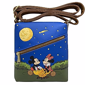 Loungefly Mickey, Minnie, & Friends Camping Scene Crossbody Passport Bag