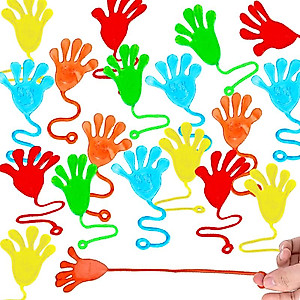 42pcs Sticky Hands Toys Party Favors Kids Goodie Bag Stuffers Sticky Finger Bulk Treasure Box Prize Pinata Fillers Birthday Classroom Rewards Party Supplies Halloween Treat Carnival Toddler Boy Girl