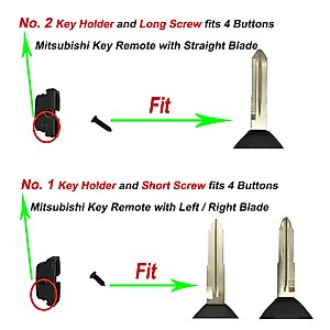 J-ACCES 2 Pcs Key Fob Case Shell Fit for Mitsubishi Eclipse Lancer Endeavor Galant Outlander 4 Buttons Replacement Keyless Entry Remote Car Key Fob Cover Housing with Button Pad (Black)