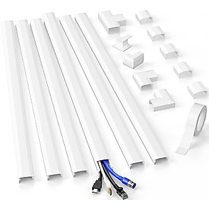Delamu Cord Hider, 94.5in Cord Covers for Wires on Wall, Large Cable Hider Wire Covers for Cords, Wire Hiders for TV on Wall, Easy Set up Cable Cover Cable Management Kit, 6X W1.18 H0.67in, White