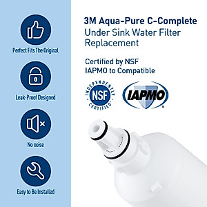 PERCOLA AP Easy C-Complete/Model A/C Under Sink Water Filter, Compatible with 3M Aqua-Pure AP Easy Complete System/USF-A/C Under Sink Filtration System 500 Gallons top(3 Pack)