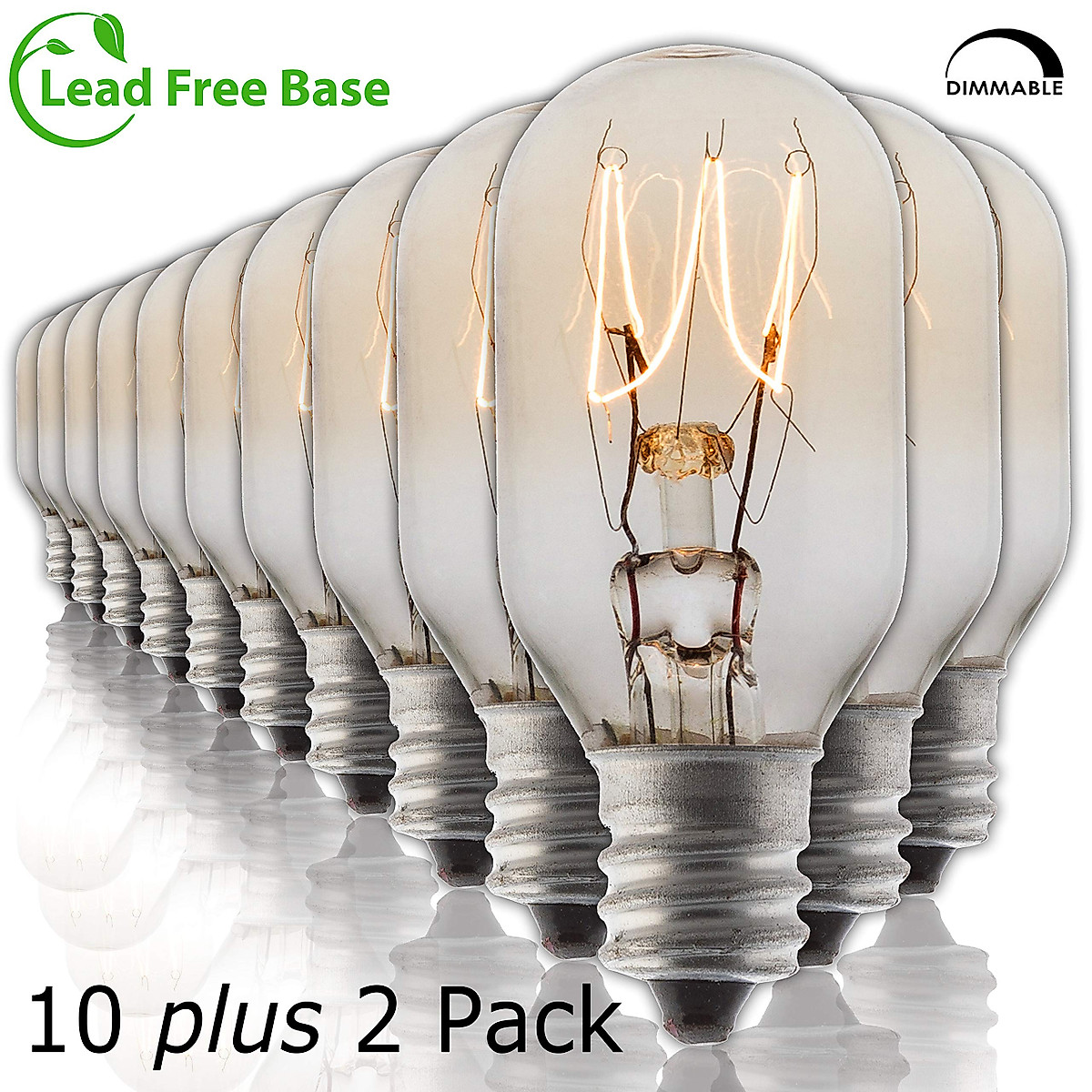 Salt Rock Lamp Bulb 12 Pack.15 Watt Replacement Bulbs for Himalayan Salt Lamps & Baskets, Scentsy Plug-in & Wax Warmers, Night Lights. Incandescent T20 E12 Socket, Clear