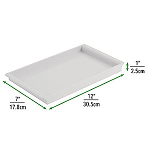 mDesign Plastic Bathroom Counter Tray and Organizer - Perfume, Guest Hand Towel, Makeup, and Accessory Holder Tray for Bathroom Countertop and Vanity - Petal Collection - 2 Pack - Light Gray